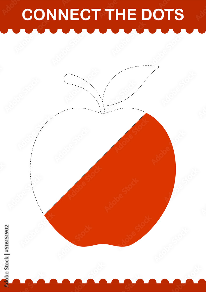 Connect the dots Apple. Worksheet for kids Stock Vector | Adobe Stock