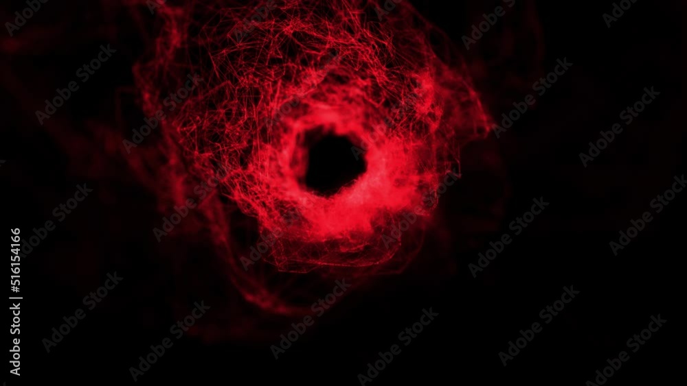 Abstract loop background with animation of in a red tunnel zooming with ...