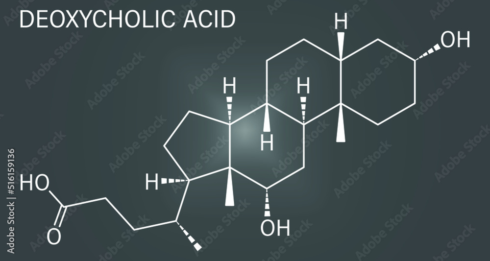 Vetor de Skeletal formula of Deoxycholic acid bile acid molecule. Also ...