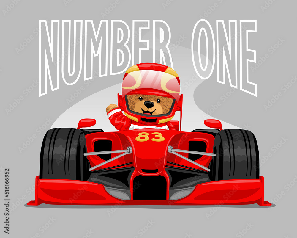 Vector illustration of teddy bear on formula one car Stock Vector ...