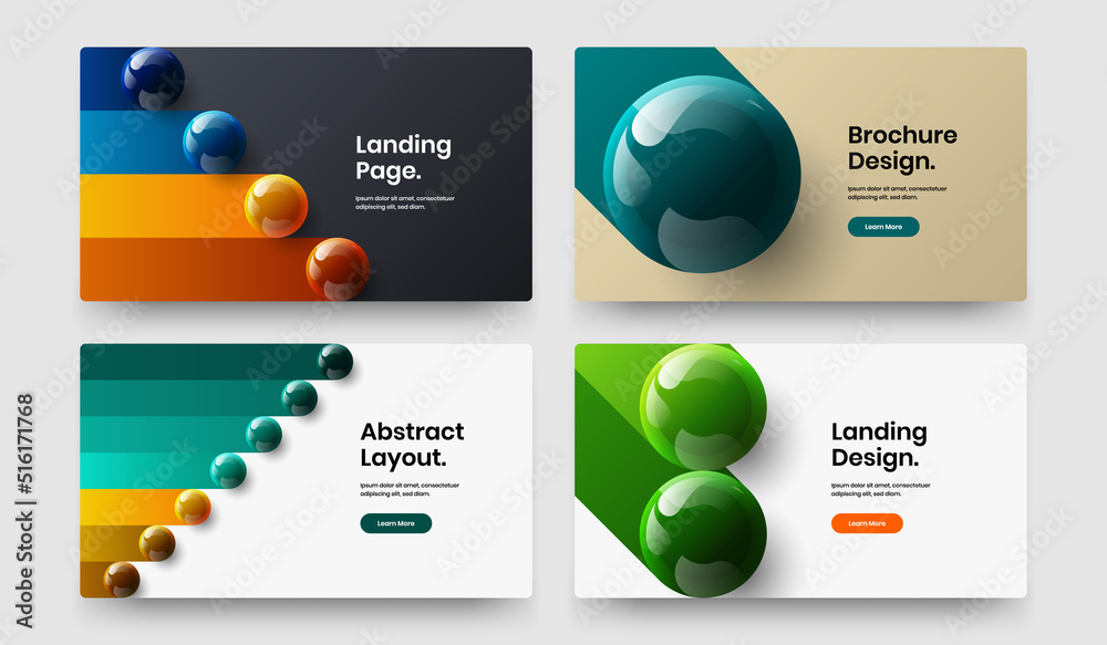 Geometric site screen vector design template bundle. Trendy realistic ...