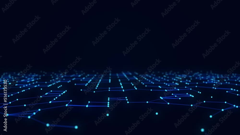 Abstract digital flow particles. Cyber network connection background ...