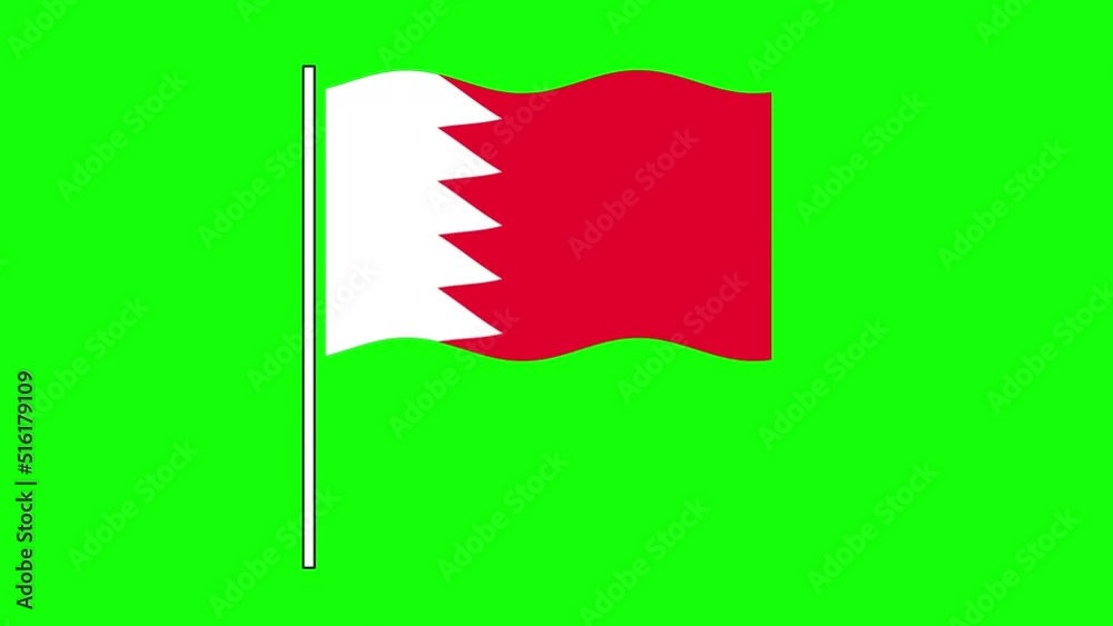 Bahrain flag seamless loop animation. Chroma key, green screen. Waving ...