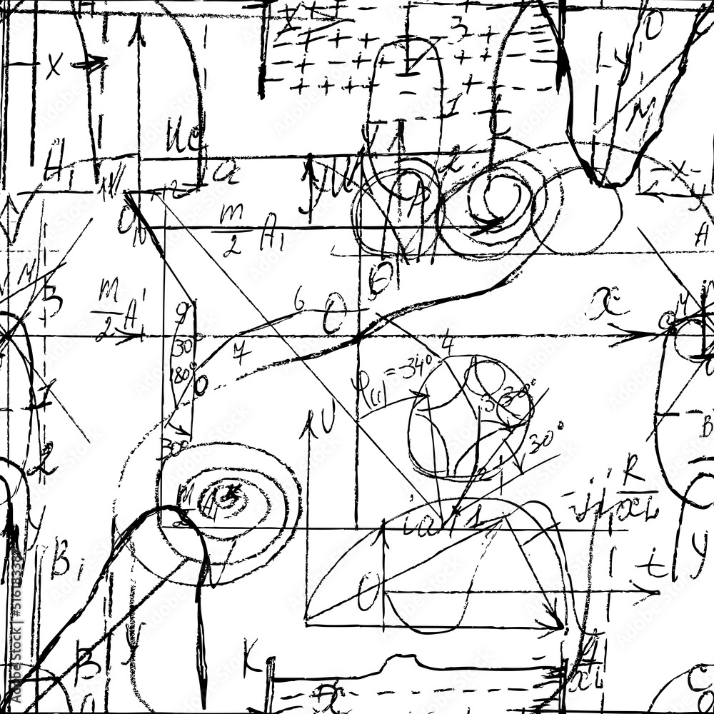 Mathematical seamless texture with handwritten math, algebra and ...