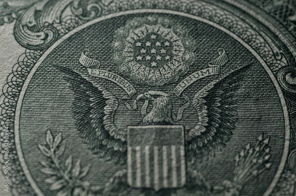Signs and symbols on the US dollar bill. Macro Stock Photo | Adobe Stock