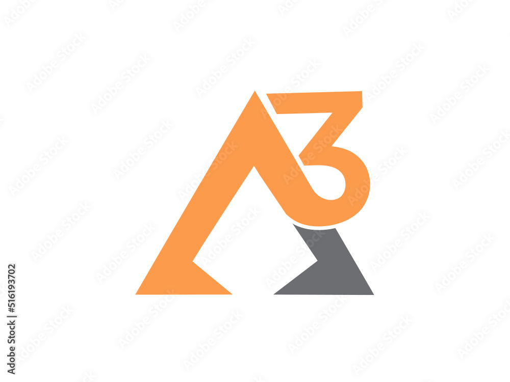 High quality A3 letter and number vector logo design. A logo. 3 number ...