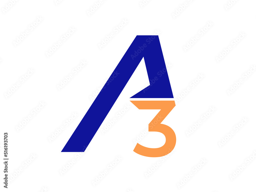 Modern A3 letter and number logo design. A3 logo. Numbering logo. A ...