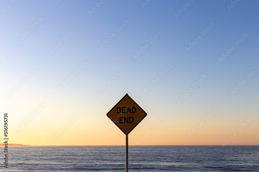 Dead end sign on the ocean background Stock Photo | Adobe Stock