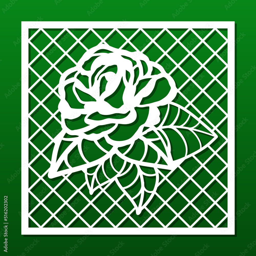 Panel laser cut teplate, stencil for cnc cutting Floral pattern, rose ...