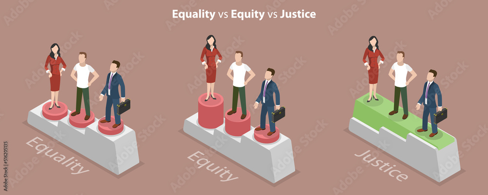 3D Isometric Flat Vector Conceptual Illustration of Equality vs Equity ...