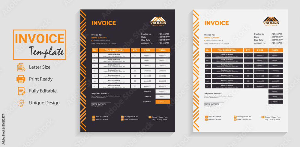 Brand Identity Stationery Design. Modern style company invoice design ...