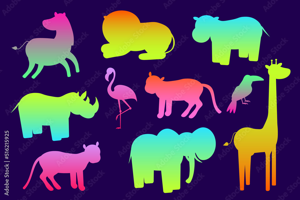 Africa animals silhouettes, isolated on white background vector ...