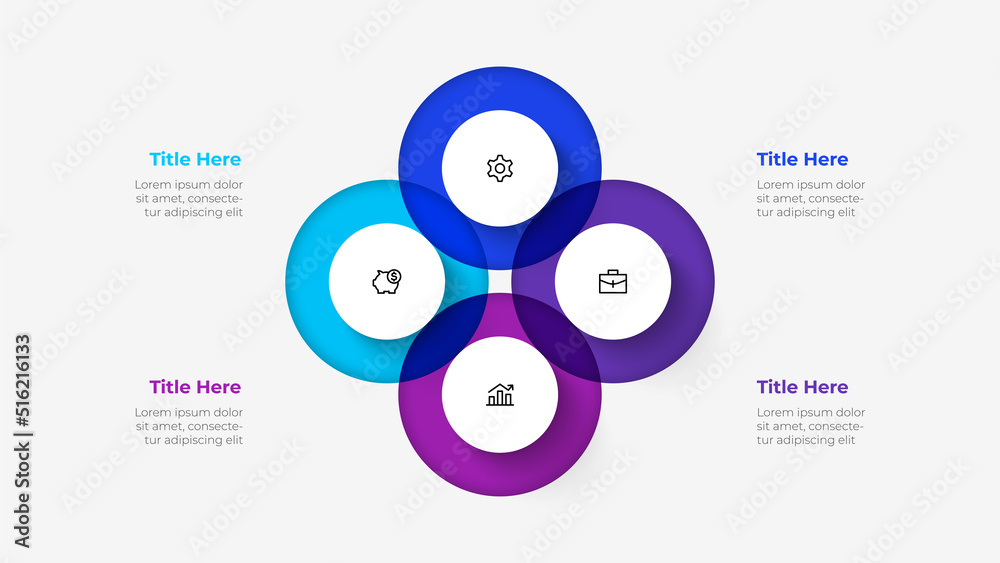 Diagram with four steps. Slide for business presentation. Cycle ...