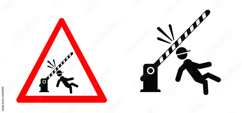 Watch out, barrier closes automatically. Warning moving gate can cause ...