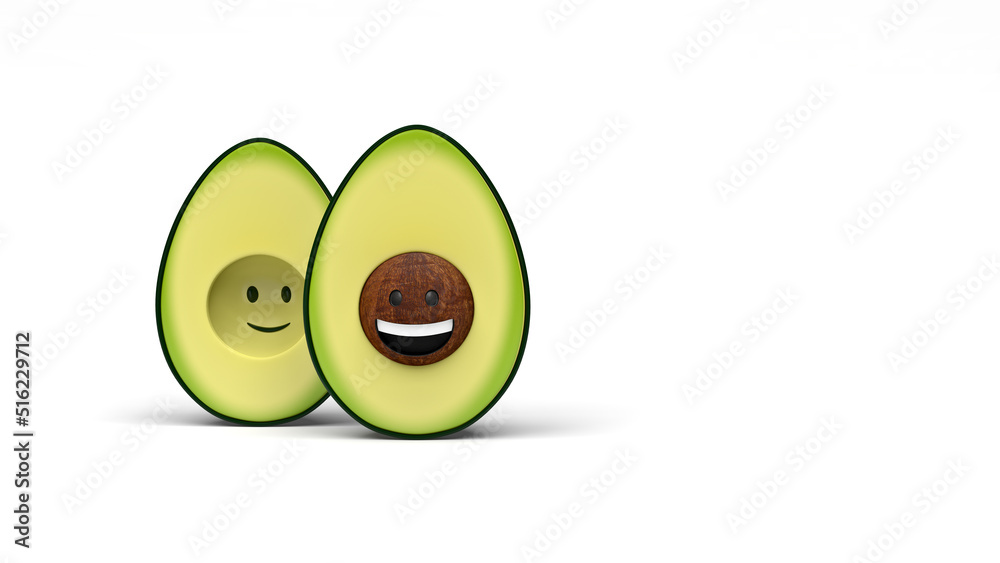 Cute happy smiling avocado emoji characters isolated on white ...
