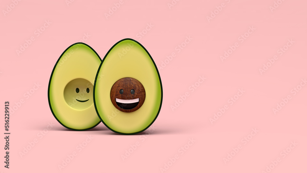 Cute happy smiling avocado emoji characters isolated on pink background ...