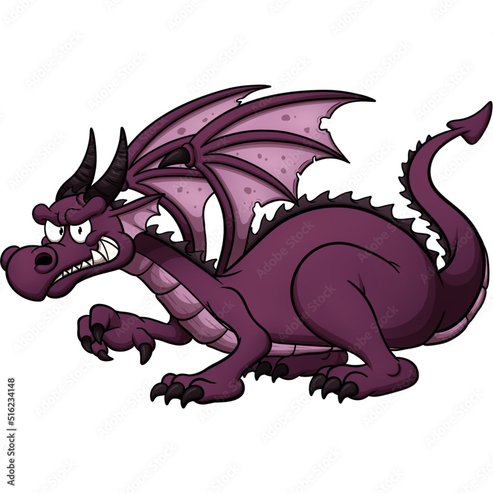 Cartoon Dragon. Vector illustration with simple gradients. All in one ...
