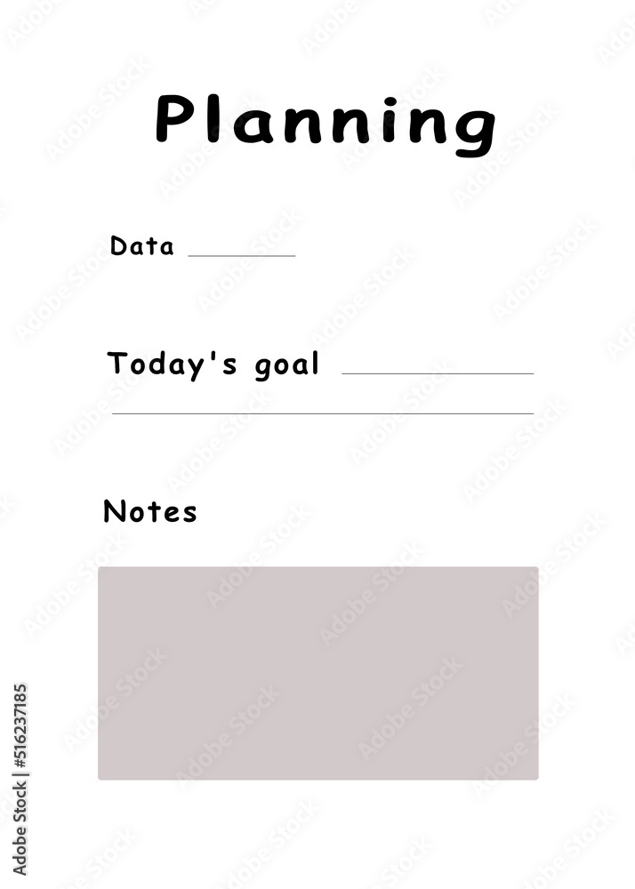Vector illustration planning, planner, blank template. Modern digital ...