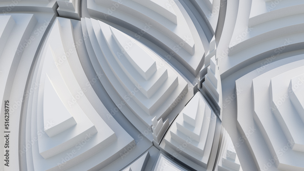 White, Tech Background with a Geometric 3D Structure. Clean, Stepped ...