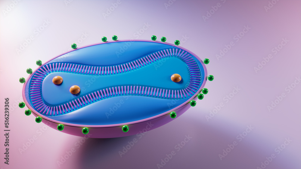 Monkeypox Virus Visualization with 3D Cell Structure. 3D Render with ...