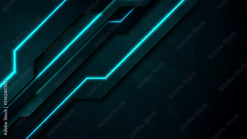 Dark blue neon laser tech lines background. Abstract grunge geometry motion design design. Old ...