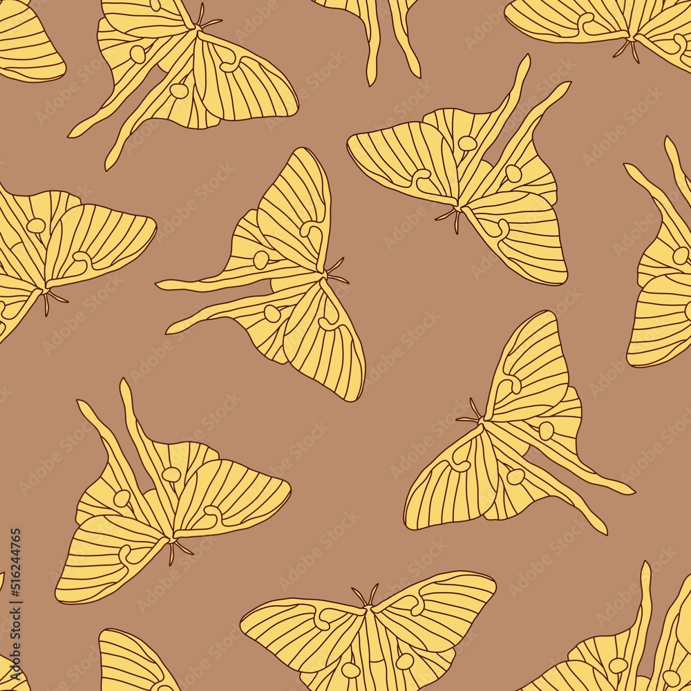 Luna moth seamless butterfly pattern for fabrics and wrapping paper and ...