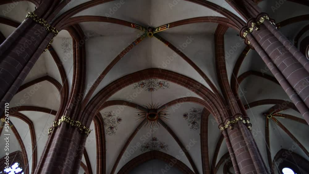 Vídeo do Stock: Beautiful stone arches on the ceiling of a gothic ...