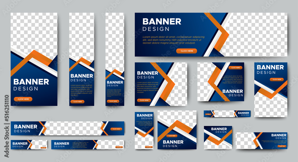 Abstract banner design web template Set, Horizontal header web banner ...