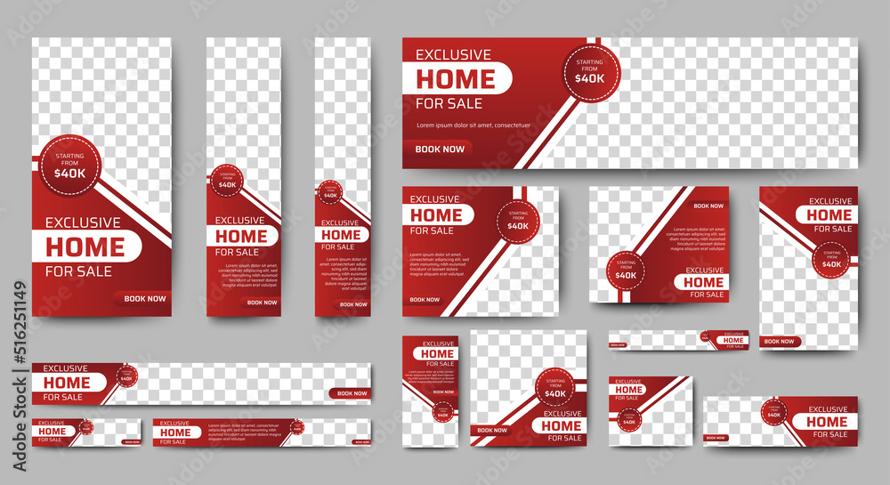 Real Estate web banner design template Set. Vertical, Horizontal and ...