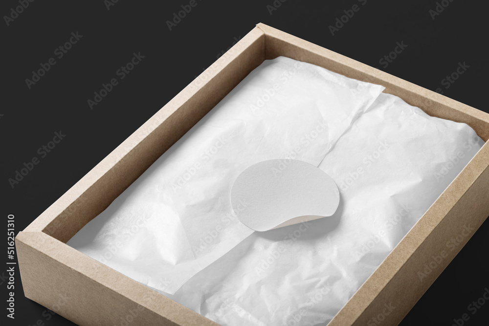 Sticker with cardboard box packaging mockup template with copy space ...