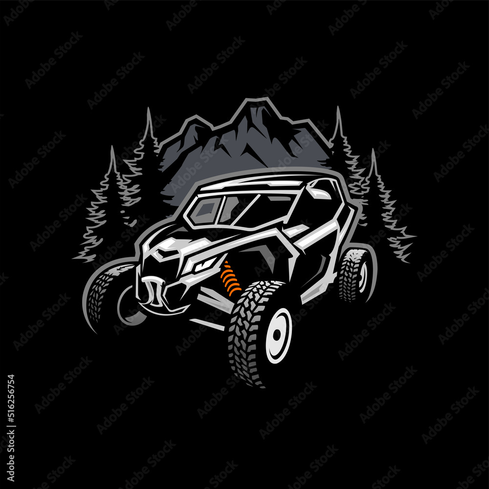UTV buggy vehicle illustration logo vector in black background Stock ...