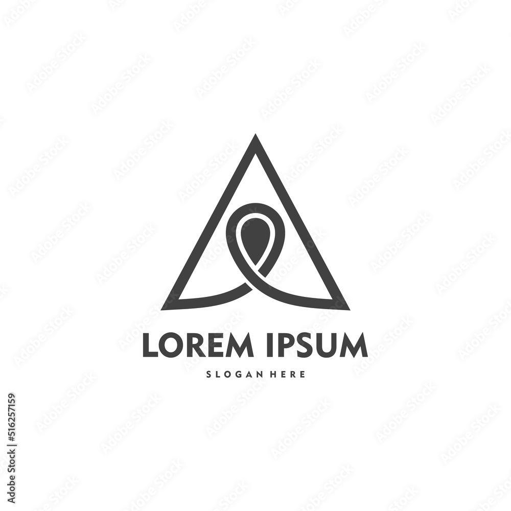Letter A Location pin location infinity line curves logo vector for ...