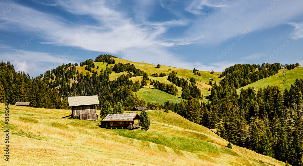 Alpe di Siusi - Seiser Alm with Sassolungo - Langkofel mountain group ...