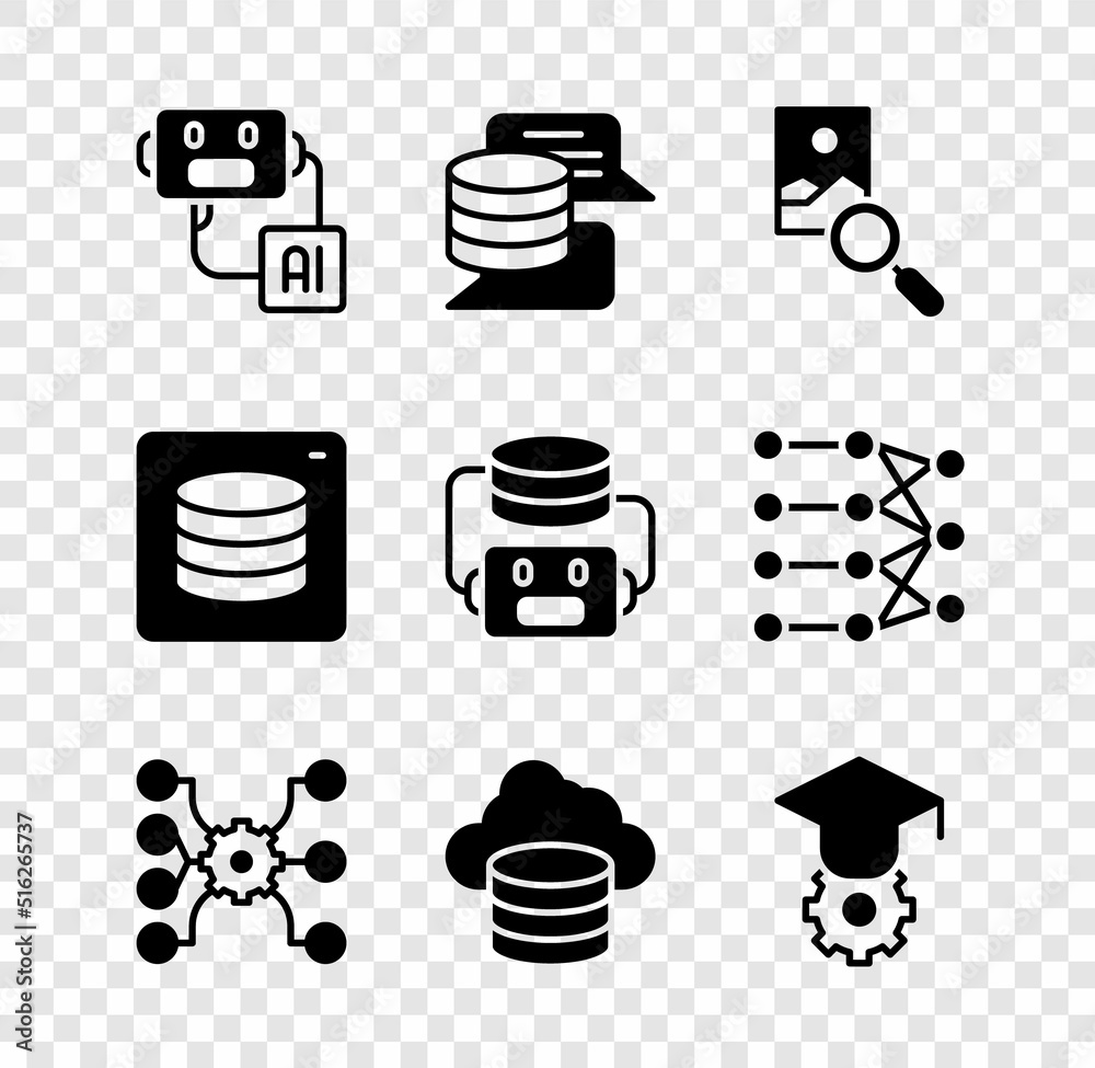 Set Artificial intelligence robot, Server, Data, Photo retouching ... Set Artificial intelligence robot, Server, Data, Photo retouching ...