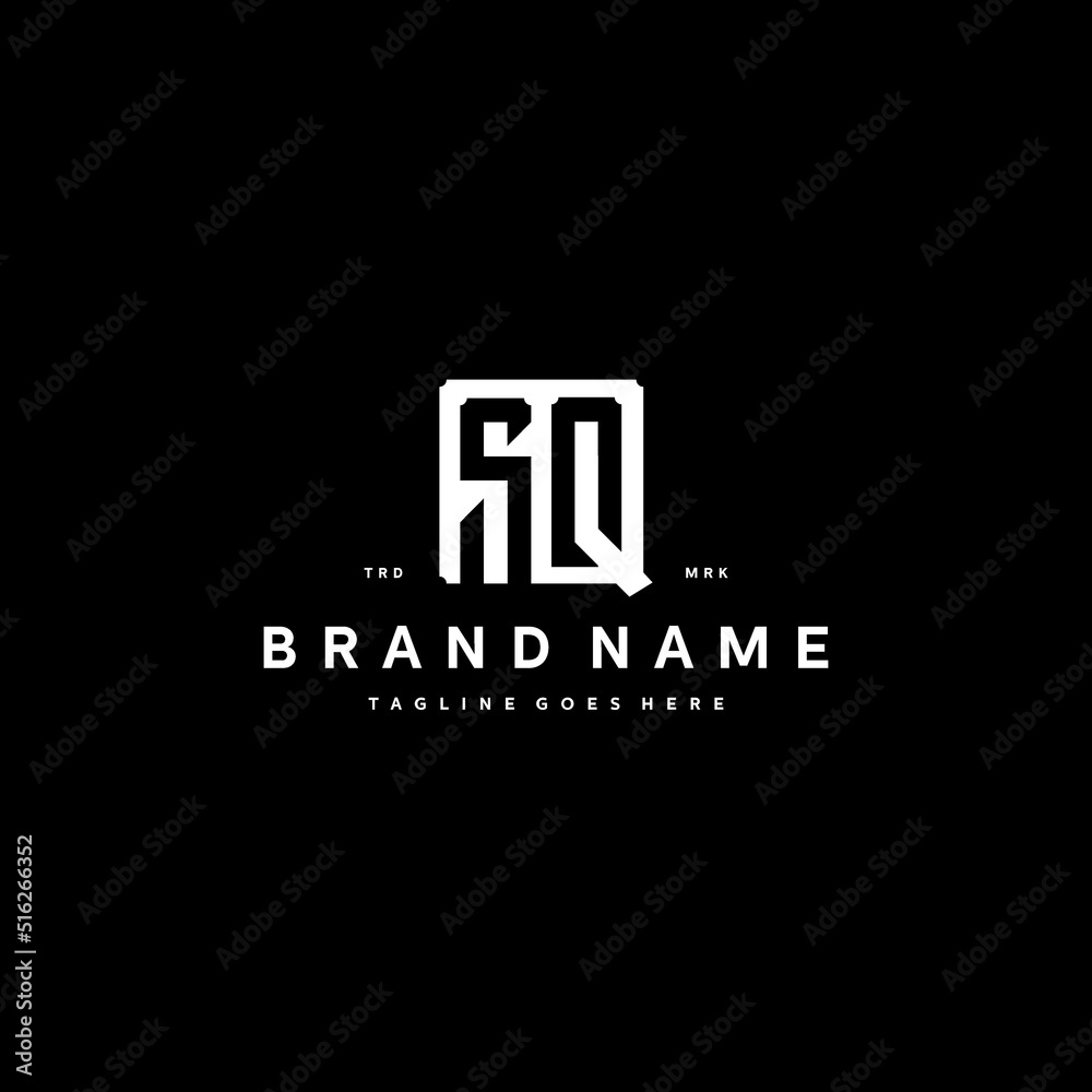 SQ monogram logo design with square rectangular shape isolated on black background initials ...