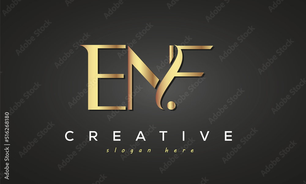 ENF creative luxury stylish logo design with golden premium look ...