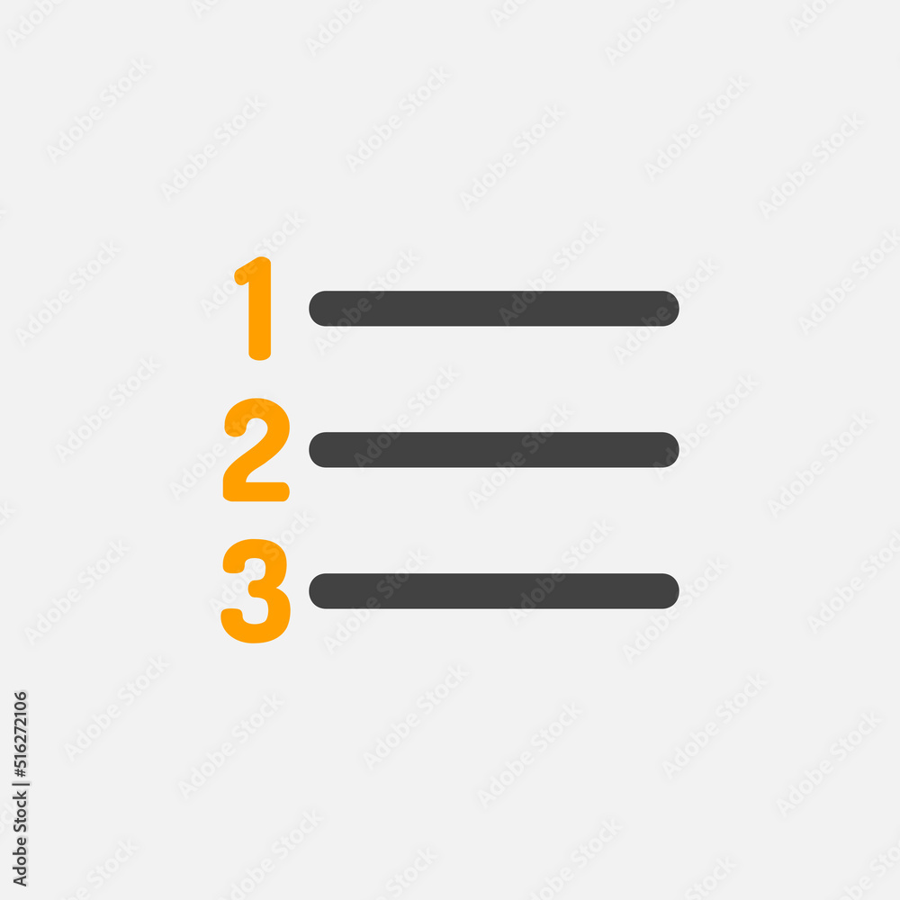 Number list icon in flat style about text editor, use for website ...