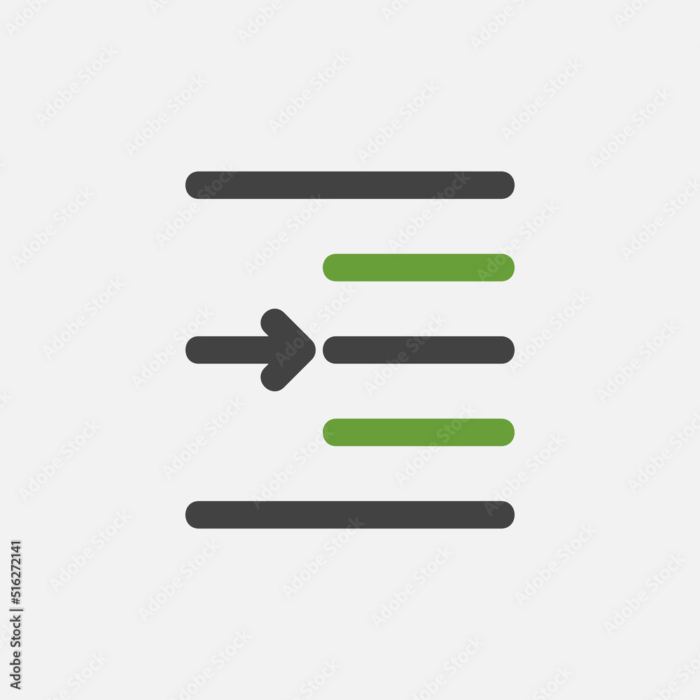 Right indent icon in flat style about text editor, use for website mobile app presentation Stock ...