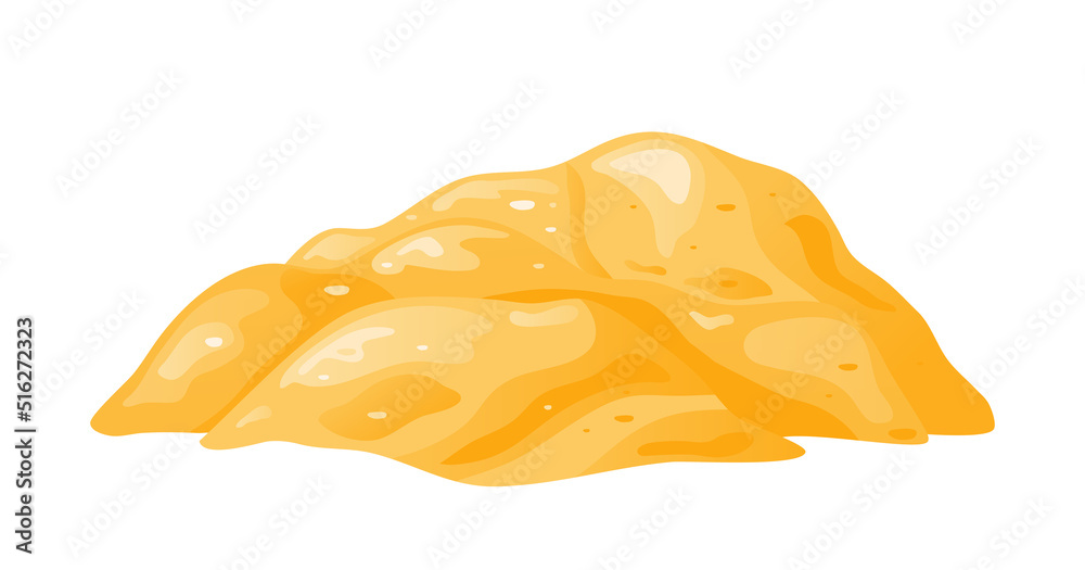 Pile of sand in cartoon, sandy dune in desert or at beach. Heap of ...