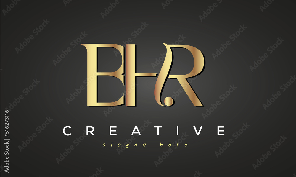 BHR creative luxury stylish logo design with golden premium look ...