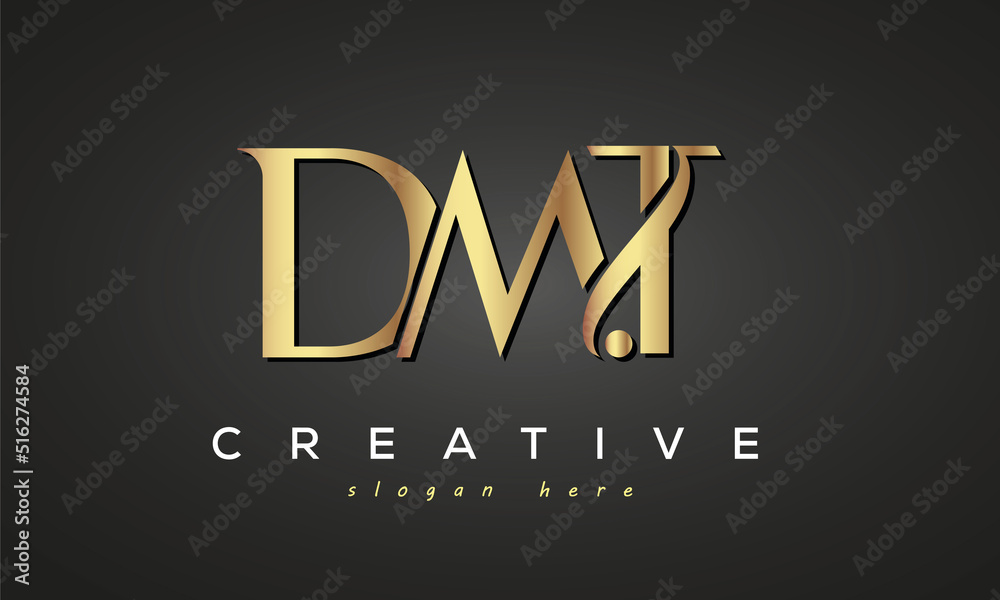 DMT creative luxury stylish logo design with golden premium look ...