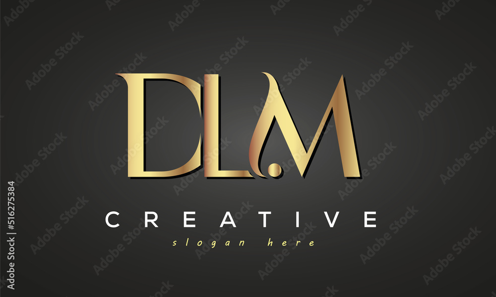 DLM creative luxury stylish logo design with golden premium look ...