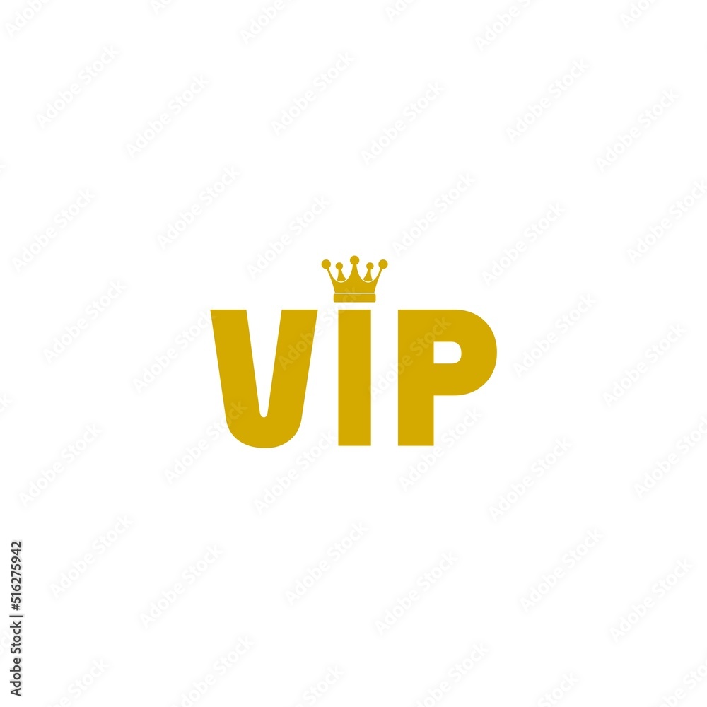 Vip word icon. Vip logo. Gold crown for premium isolated on white ...