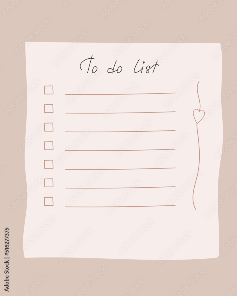 Cute to do list template. Hand drawn planner in pastel pink tones ...