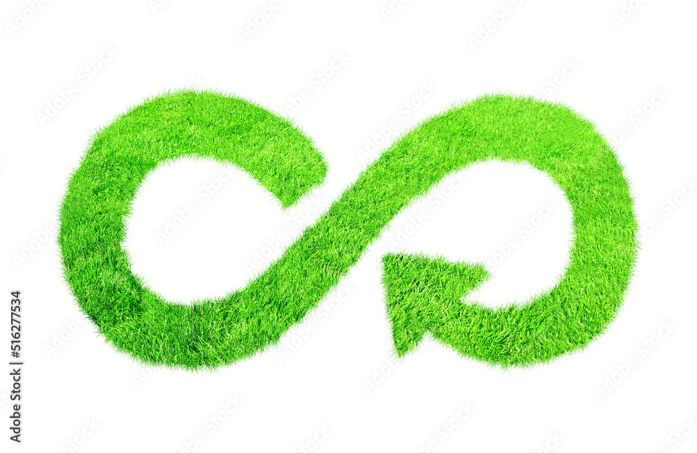 Responsible consumption. Circular economy symbol made from green grass ...