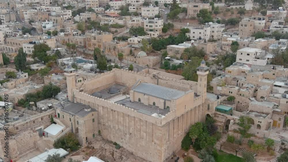Hebron city and Cave of the Patriarchs, Drone flight, Israel Aerial ...