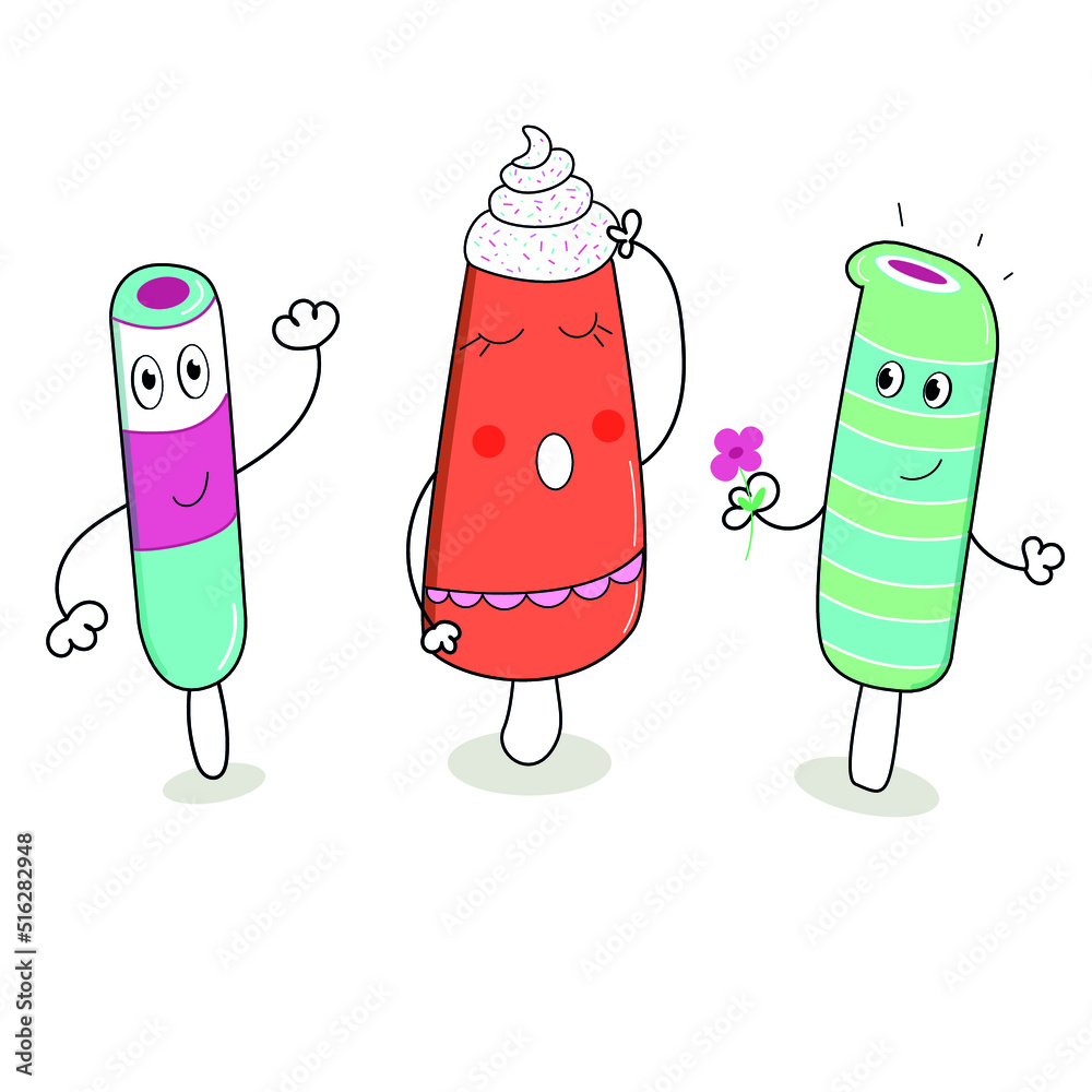 cartoon ice cream characters vector illustration Stock Vector | Adobe Stock