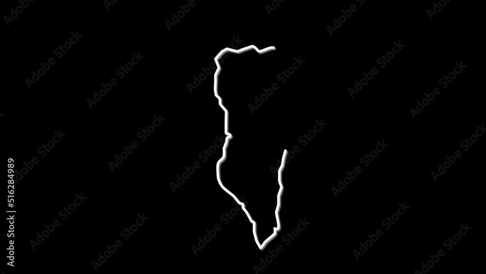 Bahrain map, country territory outline self drawing animation. Line art ...