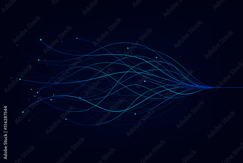Wave lines flowing dynamic. Artificial intelligence deep learning ...