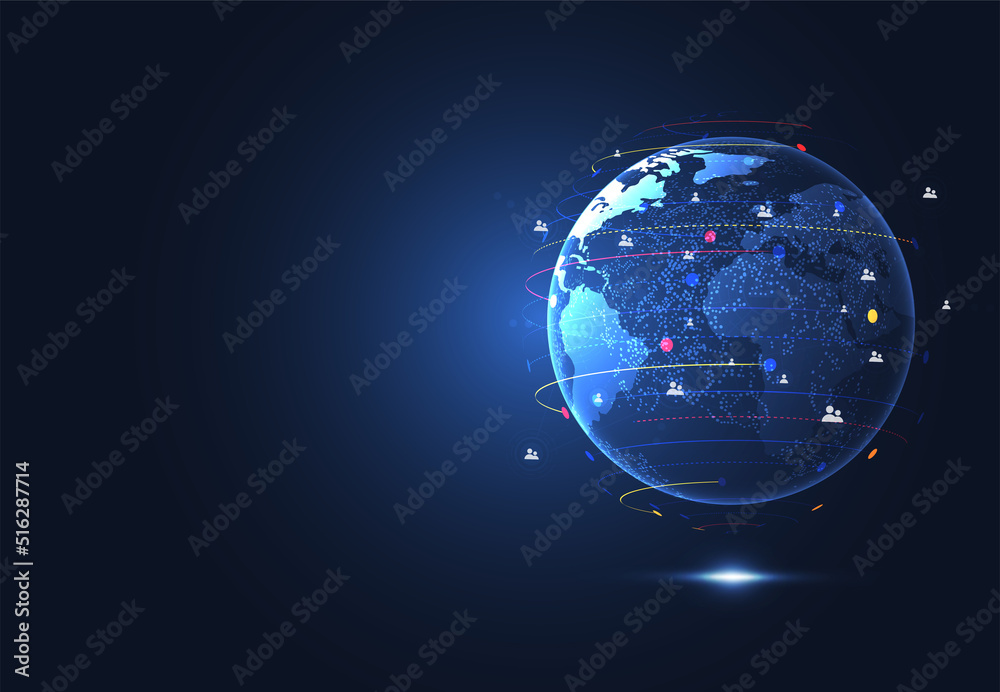 Global network connection. World map point and line composition concept ...